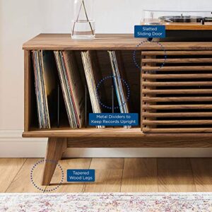 Modway Render Mid-Century Modern 37" Vinyl Record Display Stand in Walnut, 37 Inch