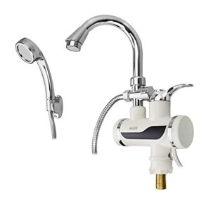 WEZER Electric Shower Water Heater Instant Tankless Hot Water Faucet Kitchen Fast Heating Tap Water Faucet 110 V Electric Hot Water Heater Under Inflow with LED Digital Display. (With Hose Included)