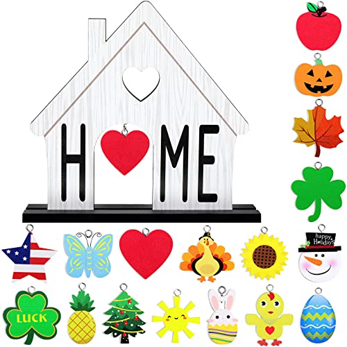 Jetec Home Decor Interchangeable Sign Wooden Decorative Home Signs Interchangeable Table Centerpiece Blessed Table Centerpiece Fireplace Decorations for Valentines Easter Living Room Decor