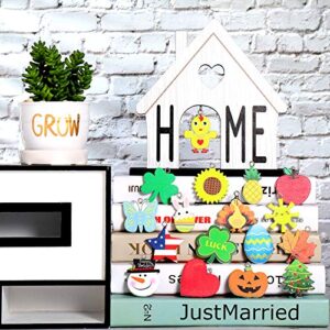 Jetec Home Decor Interchangeable Sign Wooden Decorative Home Signs Interchangeable Table Centerpiece Blessed Table Centerpiece Fireplace Decorations for Valentines Easter Living Room Decor