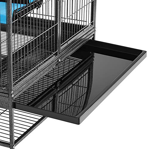 Yaheetech 2-Story Rolling Metal Small Animal Cage for Ferret Chinchilla Cage w/ 2 Removable Ramps/Platforms Black