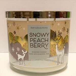 Bath and Body Works White Barn Snowy Peach Berry 3 Wick Candle 14.5 Ounce