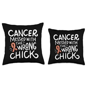 Uterine Cancer Awareness Cancer Ribbons Uterine Cancer Survivor Fight Endometrial Chemo Gift Ribbon Throw Pillow, 16x16, Multicolor