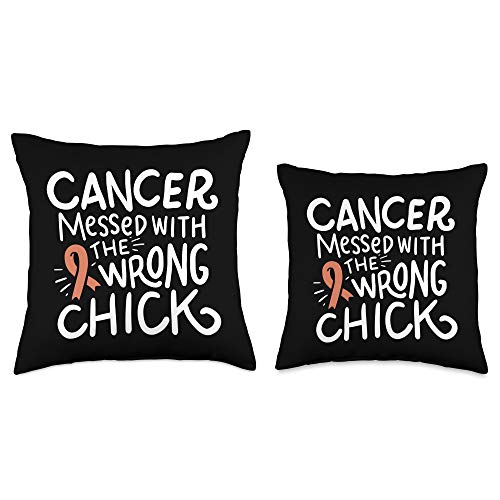 Uterine Cancer Awareness Cancer Ribbons Uterine Cancer Survivor Fight Endometrial Chemo Gift Ribbon Throw Pillow, 16x16, Multicolor