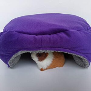 PAWSINSIDE Guinea Pig Warm Fleece Bed Small Animal Winter Cuddle Mat Bed for Ferret Rat Hedgehog Chinchilla (Purple)