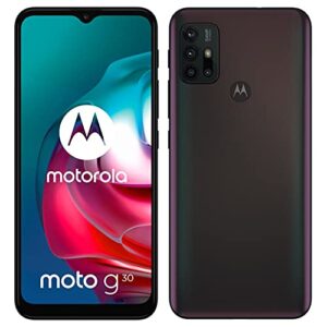 moto g30 xt2129-2 4g lte 128gb + 4gb gsm global unlocked triple camera international version (no us warranty) (not verizon sprint boost cricket) (w/fast car charger bundle) (dark pearl)