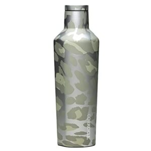 corkcicle men's canteen - 16oz snow leopard, snow leopard, print, silver, 16 oz