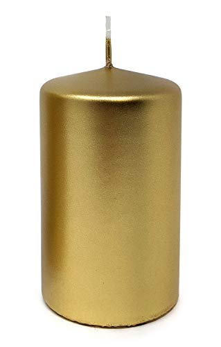 Hyoola Metallic Pillar Candles - 6 Pack - Gold Pillar Candles - European Made Decorative Pillar Candles - 2.4 Inch x 4 Inch