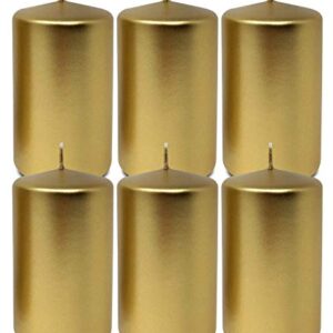 Hyoola Metallic Pillar Candles - 6 Pack - Gold Pillar Candles - European Made Decorative Pillar Candles - 2.4 Inch x 4 Inch