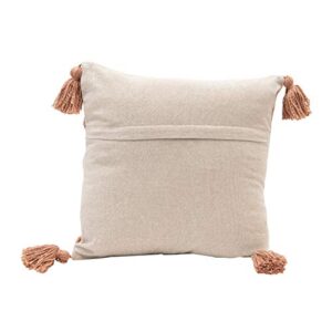 Bloomingville Cotton Tufted Dot Tassels, Blush Color Pillow, Brown