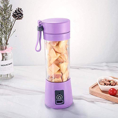 Aizbao Portable Blender, 380ml Six Blades 3D Juice cup, Small Fruit Mixer, Personal Mixer Fruit Rechargeable with USB, Mini Blender for Milk Shakes, Smoothie, Fruit Juice (Light Purple)