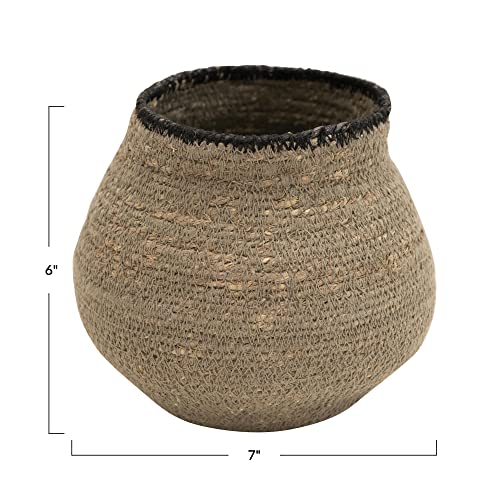 Bloomingville Hand-Woven Seagrass, Grey & Black Basket