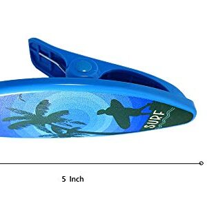 Surfboard Style Beach Towel Clips Jumbo Size for Beach Chair, Cruise Beach Patio, Pool Accessories for Chairs, Household Clip, Baby Stroller. by C&H Solutions