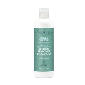 sheamoisture residue remover shampoo for synthetic and natural hair, tea tree and borage seed, sulfate free clarifying shampoo, 13 ounce