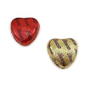 Valentine's Day Chocolate Candy Gift Basket, Reese's Peanut Butter Hearts in Gold and Red, in a 6 Sectional Gift Tray, Peanut Butter Hearts with Red and Gold Foils, Heart Adorned 6 Sectional Tray for Wife, Husband, Couples, Friends, Men and Women