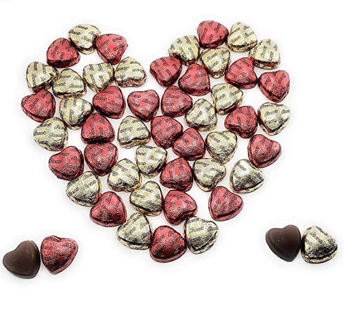 Valentine's Day Chocolate Candy Gift Basket, Reese's Peanut Butter Hearts in Gold and Red, in a 6 Sectional Gift Tray, Peanut Butter Hearts with Red and Gold Foils, Heart Adorned 6 Sectional Tray for Wife, Husband, Couples, Friends, Men and Women