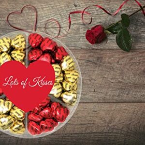 Valentine's Day Chocolate Candy Gift Basket, Reese's Peanut Butter Hearts in Gold and Red, in a 6 Sectional Gift Tray, Peanut Butter Hearts with Red and Gold Foils, Heart Adorned 6 Sectional Tray for Wife, Husband, Couples, Friends, Men and Women