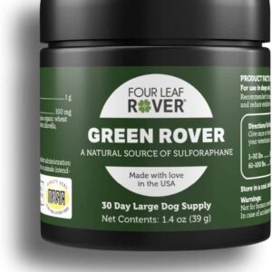 Four Leaf Rover Green Rover - Super Greens with Organic Broccoli Sprout and Spirulina Powder for Dogs - 15 to 120 Day Supply, Depending on Dog’s Weight - Liver Support - Vet Formulated