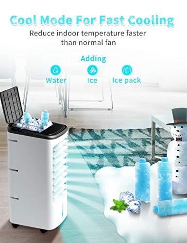 COMFYHOME 3-IN-1 Portable Air Conditioners Windowless, 65° Oscillation Swamp Cooler, 3 Speeds Portable Air Cooler w/Humidifier, Remote & 12 Hours Timer, Evaporative Cooler Cooling Fan for Room Home