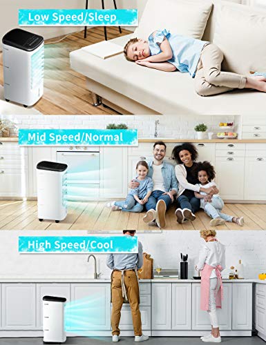 COMFYHOME 3-IN-1 Portable Air Conditioners Windowless, 65° Oscillation Swamp Cooler, 3 Speeds Portable Air Cooler w/Humidifier, Remote & 12 Hours Timer, Evaporative Cooler Cooling Fan for Room Home