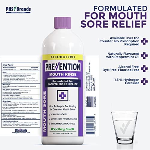 Prevention Mouth Sore Mouthwash - Value 2 Pack, for Canker Sore Treatment or Braces Inflammation