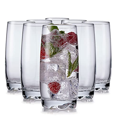 Home Essentials & Beyond Drinking Glasses set of 8 Highball Glass cups Premium Cooler 13.25 Oz. Glassware – Ideal for Water, Juice, Cocktails, Iced Coffee, Iced Tea.