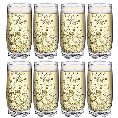 Home Essentials & Beyond Drinking Glasses set of 8 Highball Glass cups Premium Cooler 13.25 Oz. Glassware – Ideal for Water, Juice, Cocktails, Iced Coffee, Iced Tea.