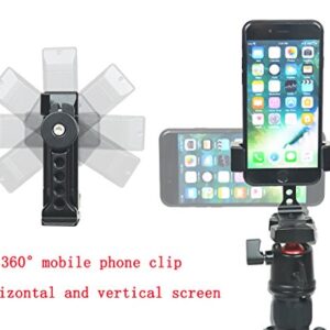 Metal Phone Tripod Mount w Cold Shoe,360 Rotation 1/4'' Screw Tripod Phone Holder Compatible with iPhone X 11 12 13 Pro Max Smartphone Holders Adapter,Cellphone Clamp,Videographer Rig Hot Attachment