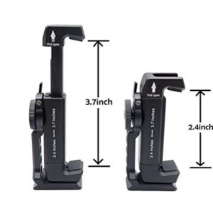 Metal Phone Tripod Mount w Cold Shoe,360 Rotation 1/4'' Screw Tripod Phone Holder Compatible with iPhone X 11 12 13 Pro Max Smartphone Holders Adapter,Cellphone Clamp,Videographer Rig Hot Attachment