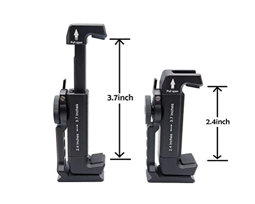 Metal Phone Tripod Mount w Cold Shoe,360 Rotation 1/4'' Screw Tripod Phone Holder Compatible with iPhone X 11 12 13 Pro Max Smartphone Holders Adapter,Cellphone Clamp,Videographer Rig Hot Attachment