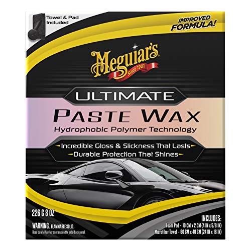 Meguiar's Ultimate Paste Wax, Durable Protection That Shines, Towel and Pad Included - 8 Oz Container