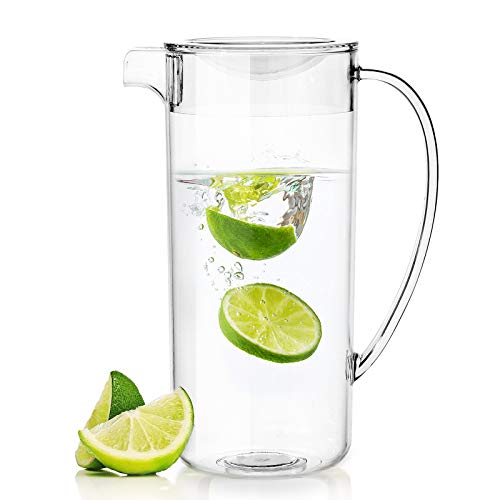 Youngever 2 Quarts Plastic Pitcher With Lid, Clear Plastic Pitcher Great for Iced Tea, Sangria, Lemonade