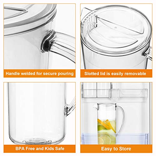 Youngever 2 Quarts Plastic Pitcher With Lid, Clear Plastic Pitcher Great for Iced Tea, Sangria, Lemonade