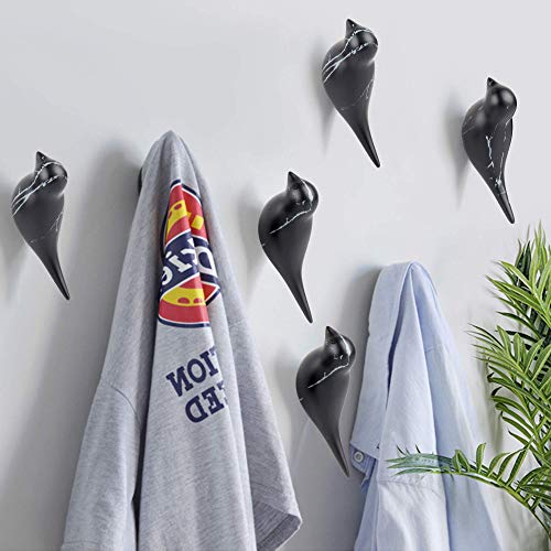 4PCS Bird Wall Hooks Coat Hooks Marble Wall Mounted Hooks Hanging Towels Coat Rack Hat Hooks Hanger Decorative Hooks for Wall Art (4PCSMARBLE)