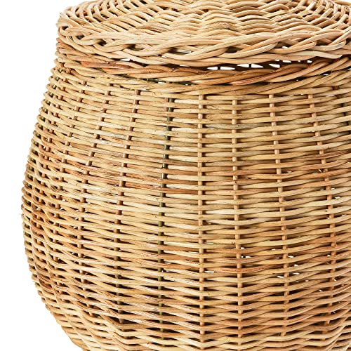 Creative Co-Op Hand-Woven Wicker Baskets with Lids, Set of 2 Canister, Natural, 2