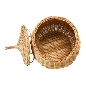 Creative Co-Op Hand-Woven Wicker Baskets with Lids, Set of 2 Canister, Natural, 2