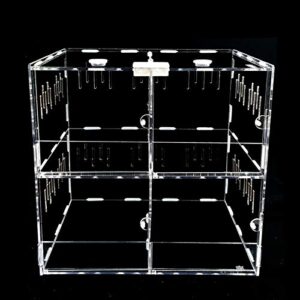 Reptile Terrarium Cage ,4 Grids Reptile Cage Enclosure Box Tarantula Insect Scorpion Clear Display Case