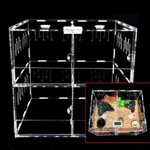 Reptile Terrarium Cage ,4 Grids Reptile Cage Enclosure Box Tarantula Insect Scorpion Clear Display Case