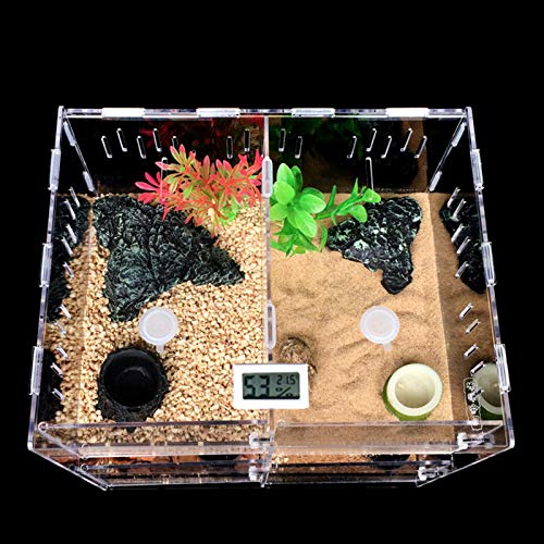 Reptile Terrarium Cage ,4 Grids Reptile Cage Enclosure Box Tarantula Insect Scorpion Clear Display Case