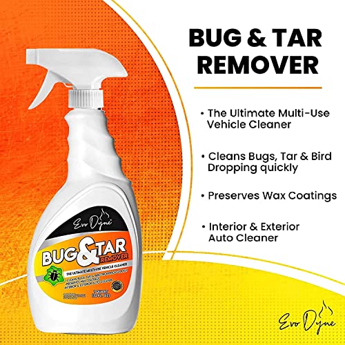 Evo Dyne Bug Remover for Car Detailing (32 fl oz Per Bottle), Made in the USA - Car Interior Cleaner Removes Tar, Droppings, Guts, Dirt, Grease | Ultimate Tree Sap Remover