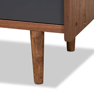 Baxton Studio Halden Mid-Century Modern Multicolor Walnut Brown and Grey Gradient Finished Wood 6-Drawer Dresser