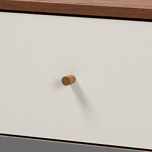 Baxton Studio Halden Mid-Century Modern Multicolor Walnut Brown and Grey Gradient Finished Wood 6-Drawer Dresser