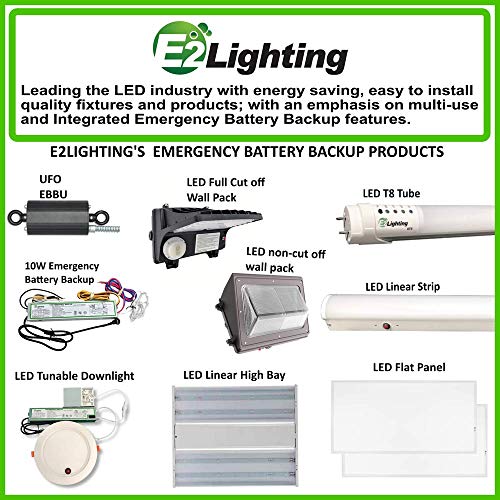 E2 Lighting Non Cut Off LED Wall Pack with Emergency Battery Backup/Photocell, RoHs Compliant UL and DLC Certified LED Wall Packs Commercial, 5 Year Warranty (80W)