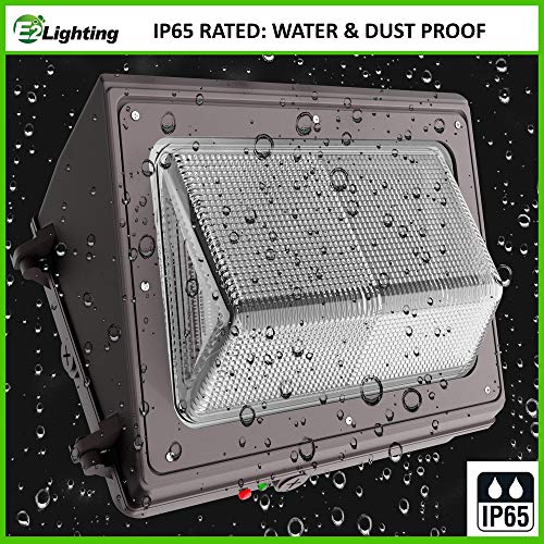 E2 Lighting Non Cut Off LED Wall Pack with Emergency Battery Backup/Photocell, RoHs Compliant UL and DLC Certified LED Wall Packs Commercial, 5 Year Warranty (80W)