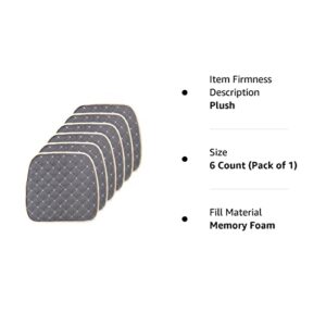 HJSQ Cushion Memory Foam Pads with Ties for Dining Chairs,Non Slip Kitchen Dining Chair Pad and Seat Cushion 6Pack (Grey 2, 6)