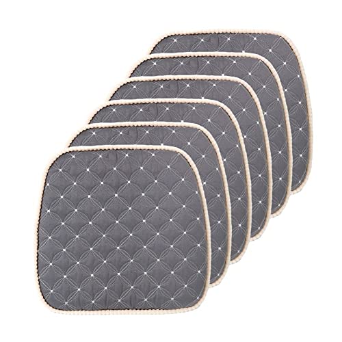 HJSQ Cushion Memory Foam Pads with Ties for Dining Chairs,Non Slip Kitchen Dining Chair Pad and Seat Cushion 6Pack (Grey 2, 6)