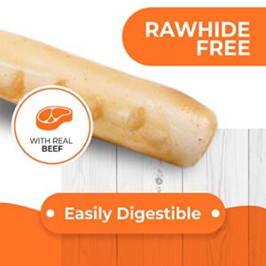 Canine Naturals Beef Chew - Rawhide Free Dog Treats - Made with Real Beef - Poultry Free Recipe - All-Natural and Easily Digestible - 5 Pack of 7 Inch Large Rolls for Dogs 50-75lb