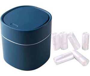 sheebo modern plastic mini wastebasket trash can with lid and 180 counts strong mini trash bag bundle