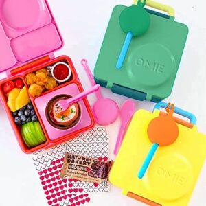 OmieBox Bento Box for Kids Insulated Bento Lunch Box with Leak Proof Thermos Food Jar, 3 Compartments + Capri Blue Utensil Set with Case