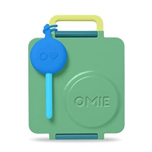 OmieBox Bento Box for Kids Insulated Bento Lunch Box with Leak Proof Thermos Food Jar, 3 Compartments + Capri Blue Utensil Set with Case